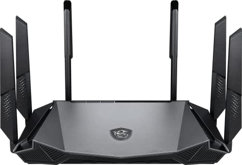 MSI Radix AX6600 WiFi 6 Tri-Band Gaming Router, AI QoS, 1.8GHz Quad-Core Processor, MU-MIMO, Tri Band Gigabit Wireless, 8-Stream, High Speed Long Range Gaming Router