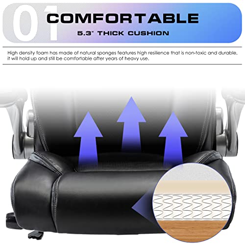 COLAMY Ergonomic Home Office Chair-Adjustable Lumbar Support for Extra Comfort, High Back Design with Padded Flip-up Arms for Adult Working, Study, Gaming (Black), 1 PC