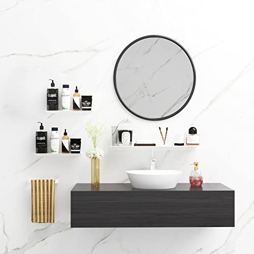 Veefos Floating Shelf Bathroom Shelf Wall Mounted, Metal Small Wall Shelf Bathroom Storage Shelf Bathroom Organizer for Vanity, Aluminum, White(1 Pack, 11.6 inch)