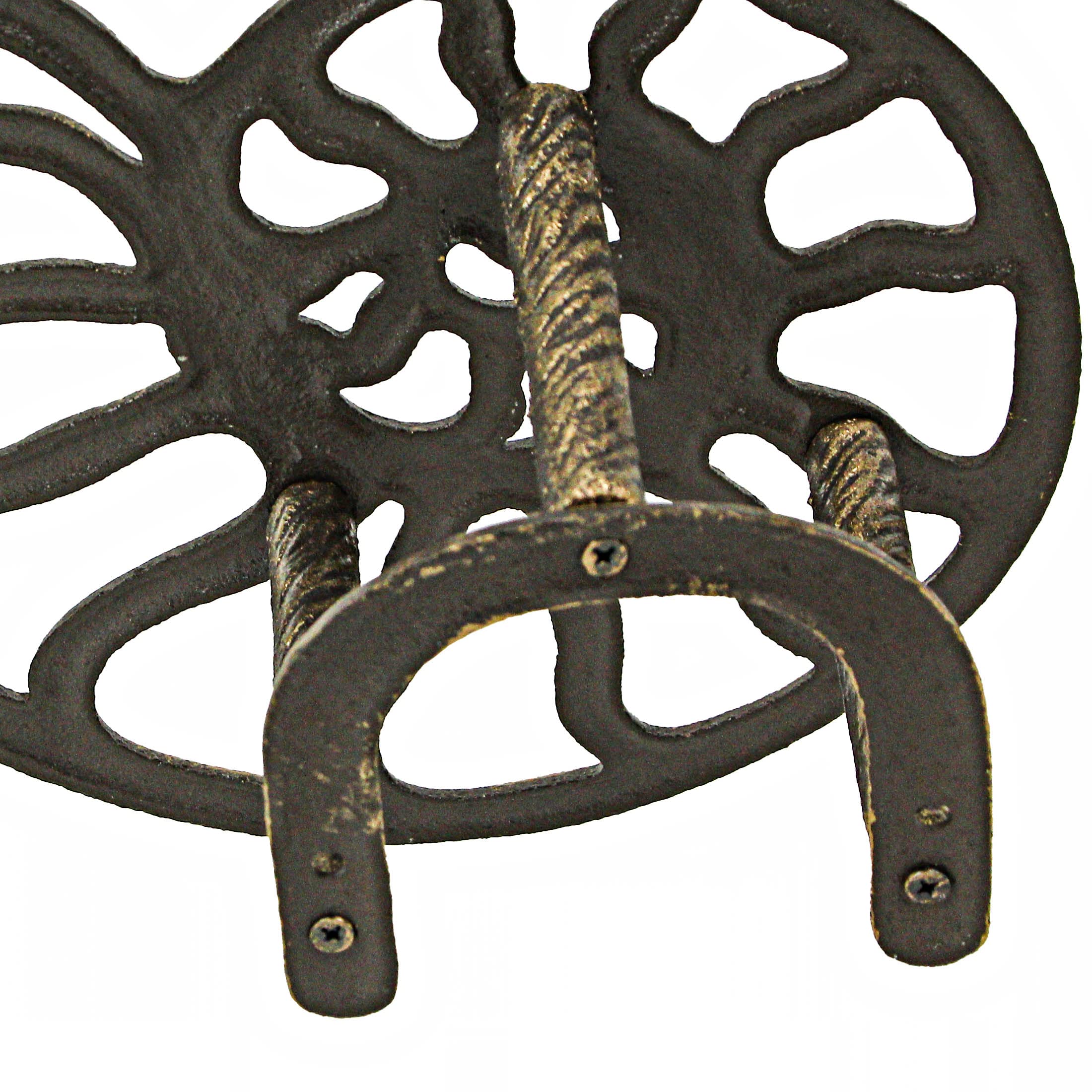 12-Inch Bronze Finish Cast Iron Nautilus Seashell Decorative Hose Holder: Wall-Mounted Outdoor Nautical Décor for Stylish and Functional Garden Organization