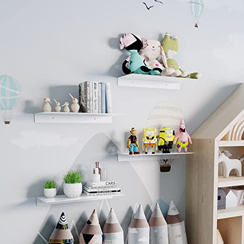 Veefos Floating Shelf Bathroom Shelf Wall Mounted, Metal Small Wall Shelf Bathroom Storage Shelf Bathroom Organizer for Vanity, Aluminum, White(1 Pack, 11.6 inch)