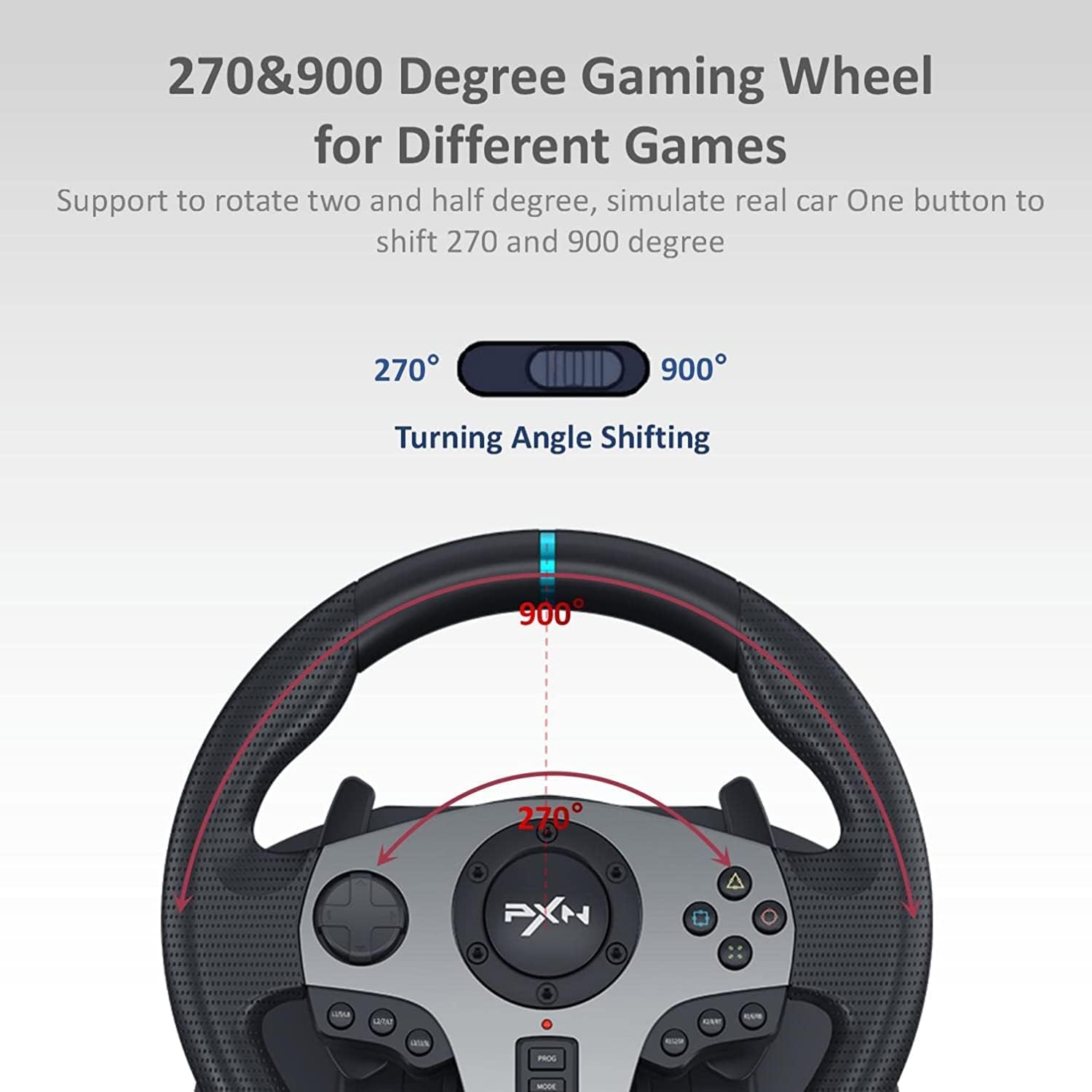 PXN V9 Steering Wheel for PC - Vibration Feedback Gaming Racing Wheel with Shifter and Pedals Used- Good for PC PS4, PS3, Nintendo Switch