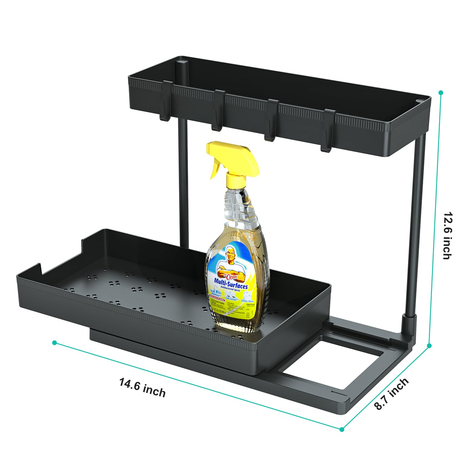 DEKAVA Under Sink Organizer，Bathroom Organizer，2 Tier Sliding Cabinet Organizer, Narrow Space Under Sink Organizers and Storage for Kitchen Bathroom
