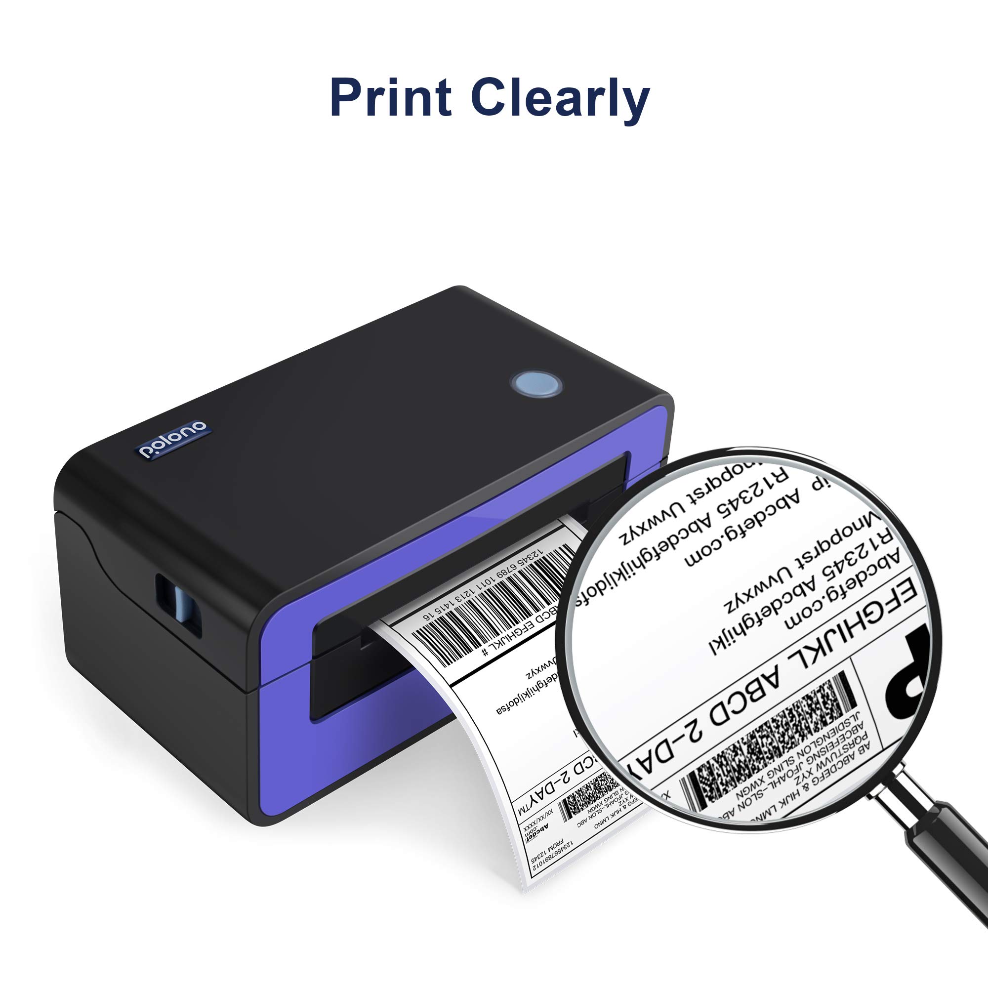 POLONO Shipping Label Printer Gray, 4x6 Thermal Label Printer for Shipping Packages, Commercial Direct Thermal Label Maker, Thermal Labels, 4" x 6" Direct Thermal Shipping Labels (Pack of 500