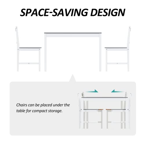 Alohappy 5 Piece Kitchen Table Set for Dining Room, Modern Rectangular Dining Table with 4 Chairs for Kitchen, Kitchen Room Furniture, Space-Saving & Easy Assembly (Grey)