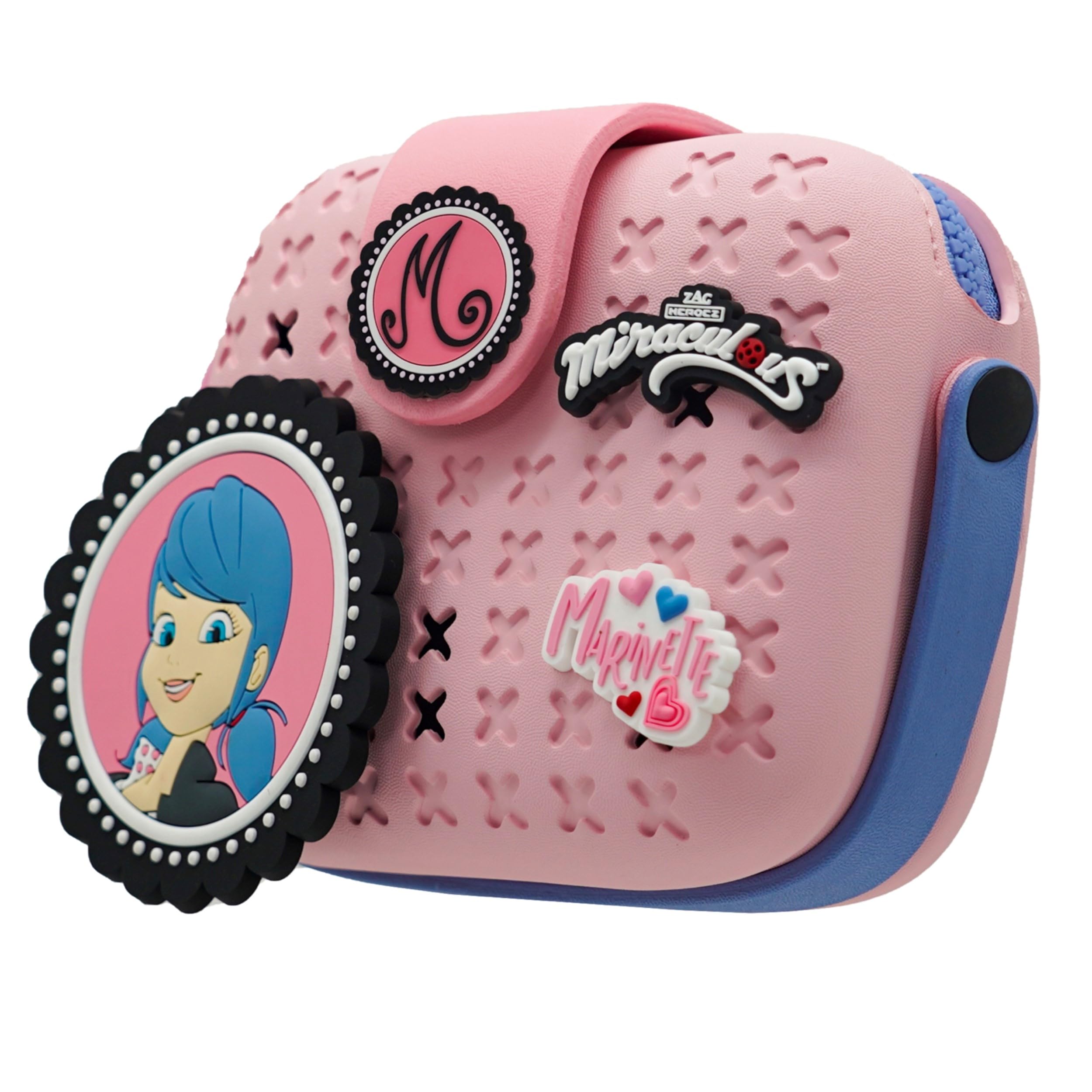 Miraculous Ladybug - Pop n' Swop Marinette Pink Purse for Girls and Women, with 3 Clip-on Badges, Handle and Zipper, Lightweight Durable Waterproof Handbag (Wyncor)