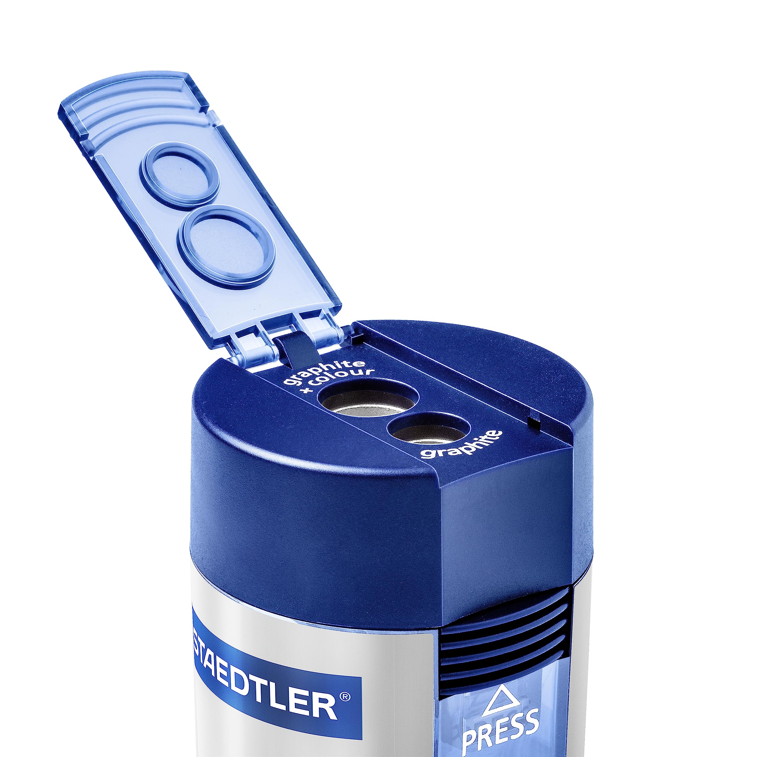 Staedtler Double Hole Pencil Sharpener, Two Holes for Standard Pencils, Large Colored Pencils, and Makeup Pencils, 512 006