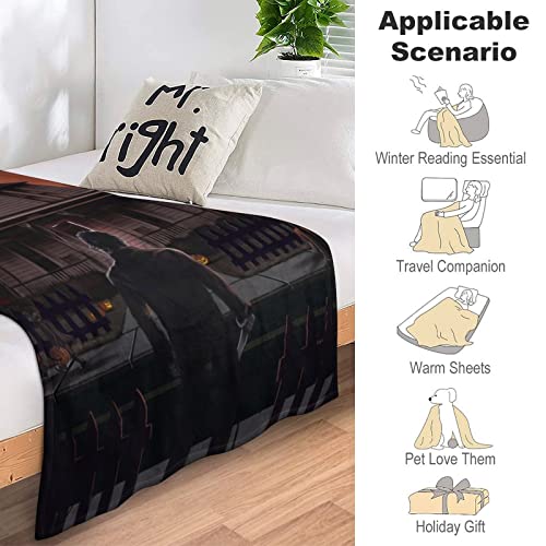 GIMCJOK Rustic Michael Halloween Myers Throw Blanket, Flannel Halloween Blankets and Throws for Couch, Queen Size Air Conditioned Blanket 40"x50"