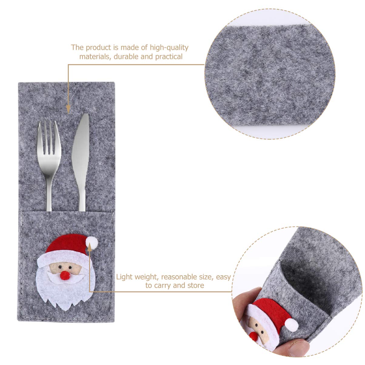 4 Pieces Christmas Cutlery Holder Costume Silverware Holder Burlap Utensil Holder Knife Fork Bags Christmas Dinner Table Decorations