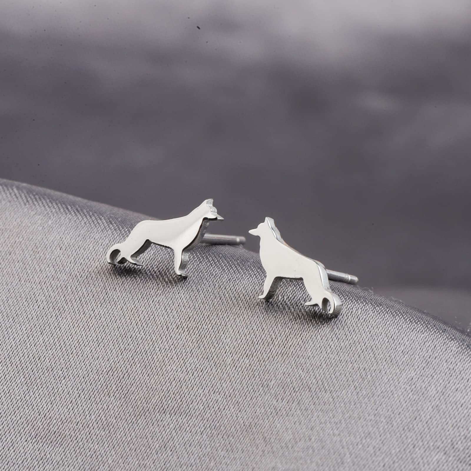 OKEYCH German Shepherd Lover Gift German Shepherd Dogs Stud Earrings Shepherd Mama Jewelry German Shepherd Owner Gift Dog Mom Jewelry (German Shepherd Stud Earrings)