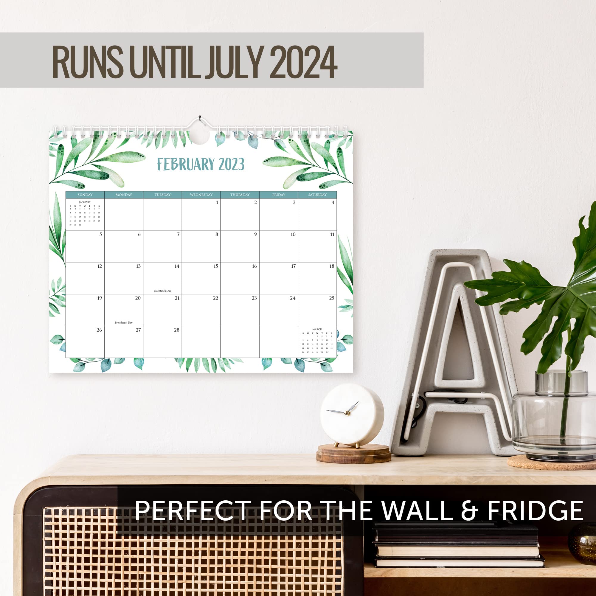 Aesthetic 2023 Greenery Wall Calendar - Runs Until July 2024 - The Perfect Monthly Calendar for Easy Planning