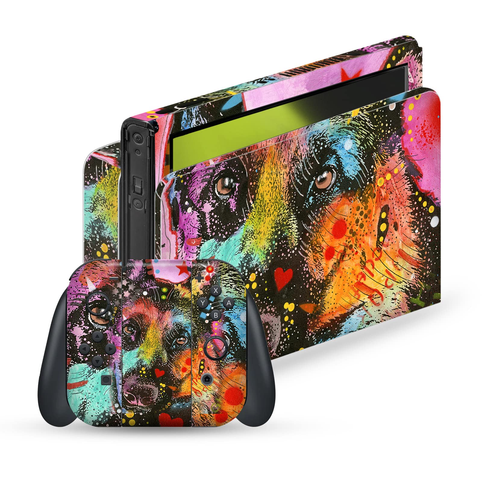 Head Case Designs Officially Licensed Dean Russo German Shepherd Animals Vinyl Sticker Gaming Skin Decal Cover Compatible With Nintendo Switch OLED Bundle
