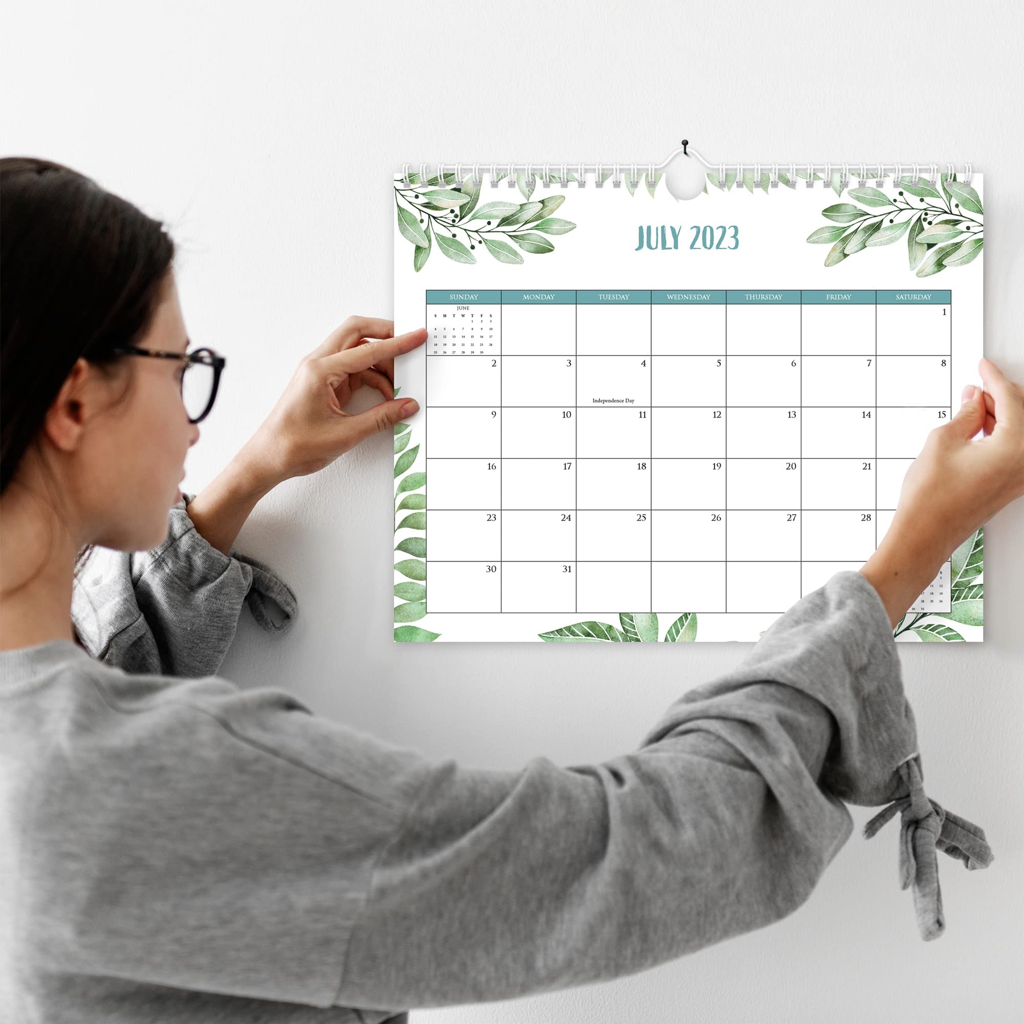 Aesthetic 2023 Greenery Wall Calendar - Runs Until July 2024 - The Perfect Monthly Calendar for Easy Planning