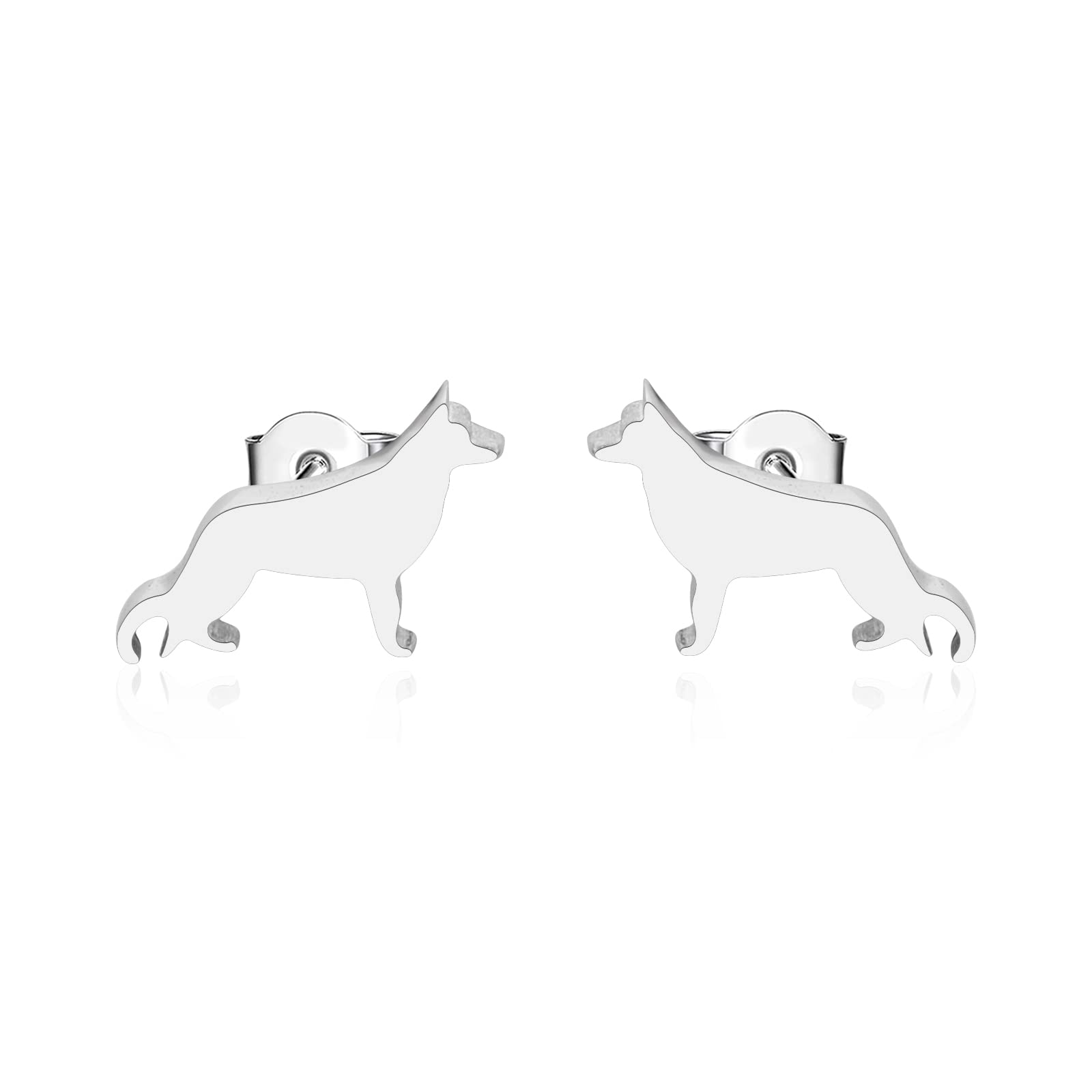 OKEYCH German Shepherd Lover Gift German Shepherd Dogs Stud Earrings Shepherd Mama Jewelry German Shepherd Owner Gift Dog Mom Jewelry (German Shepherd Stud Earrings)