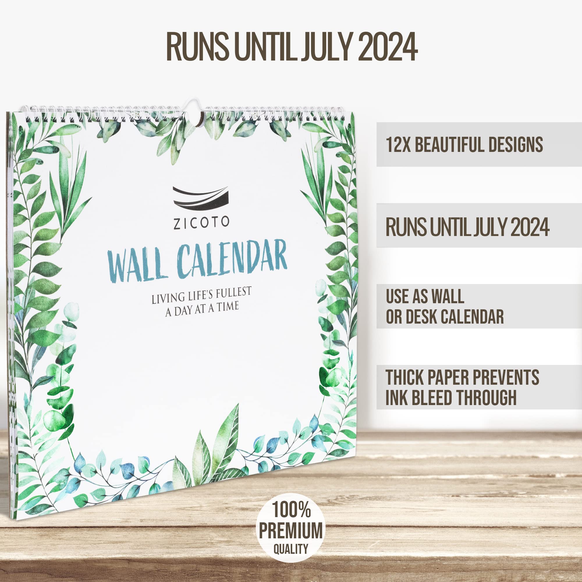 Aesthetic 2023 Greenery Wall Calendar - Runs Until July 2024 - The Perfect Monthly Calendar for Easy Planning