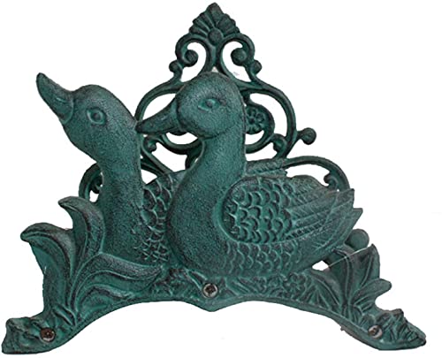 Hose Reels Water Pipe Rack Wrought Iron Wall-Mounted Garden Home Decoration Duck Water Hose Rack Reel for Garden (Color : Green, Size : One Size)