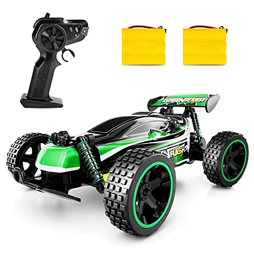 Tecnock RC Racing Car, 2.4GHz High Speed Remote Control Car, 1:18 2WD Toy Cars Buggy for Boys & Girls with Two Rechargeable Batteries for Car, Gift for Kids