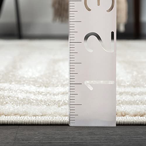 Abani Nuevo Collection Area Rug - Neutral Beige/Cream Abstract Design - 6'x9' - Easy to Clean - Durable for Kids & Pets - Non-Shedding - Medium Pile - Soft Feel - for Living Room, Bedroom & Office