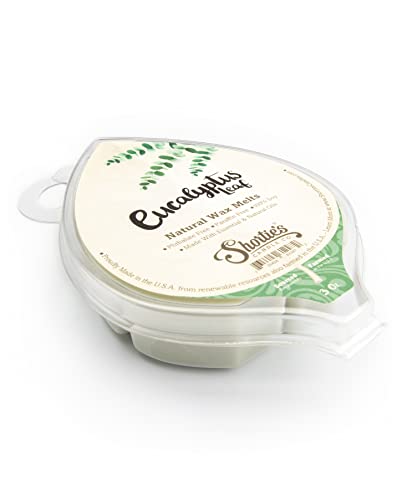 Shortie's Candle Company Eucalyptus Leaf Natural Soy Wax Melts - 1 Highly Scented 3 Oz. Bar - Made with 100% Soy and Essential Fragrance Oils - Phthalate & Paraffin Free, Vegan, Non-Toxic