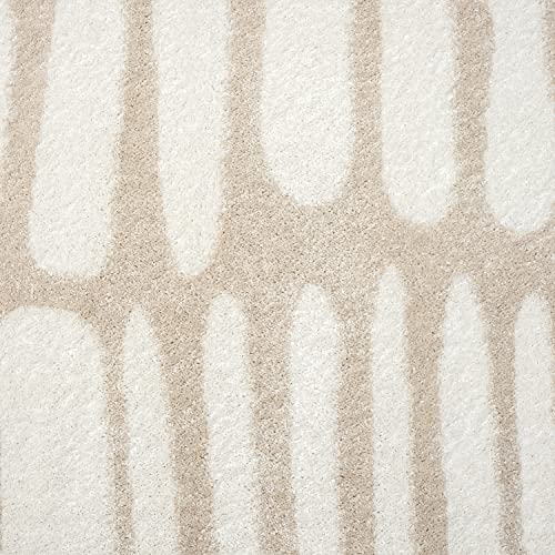 Abani Nuevo Collection Area Rug - Neutral Beige/Cream Abstract Design - 6'x9' - Easy to Clean - Durable for Kids & Pets - Non-Shedding - Medium Pile - Soft Feel - for Living Room, Bedroom & Office