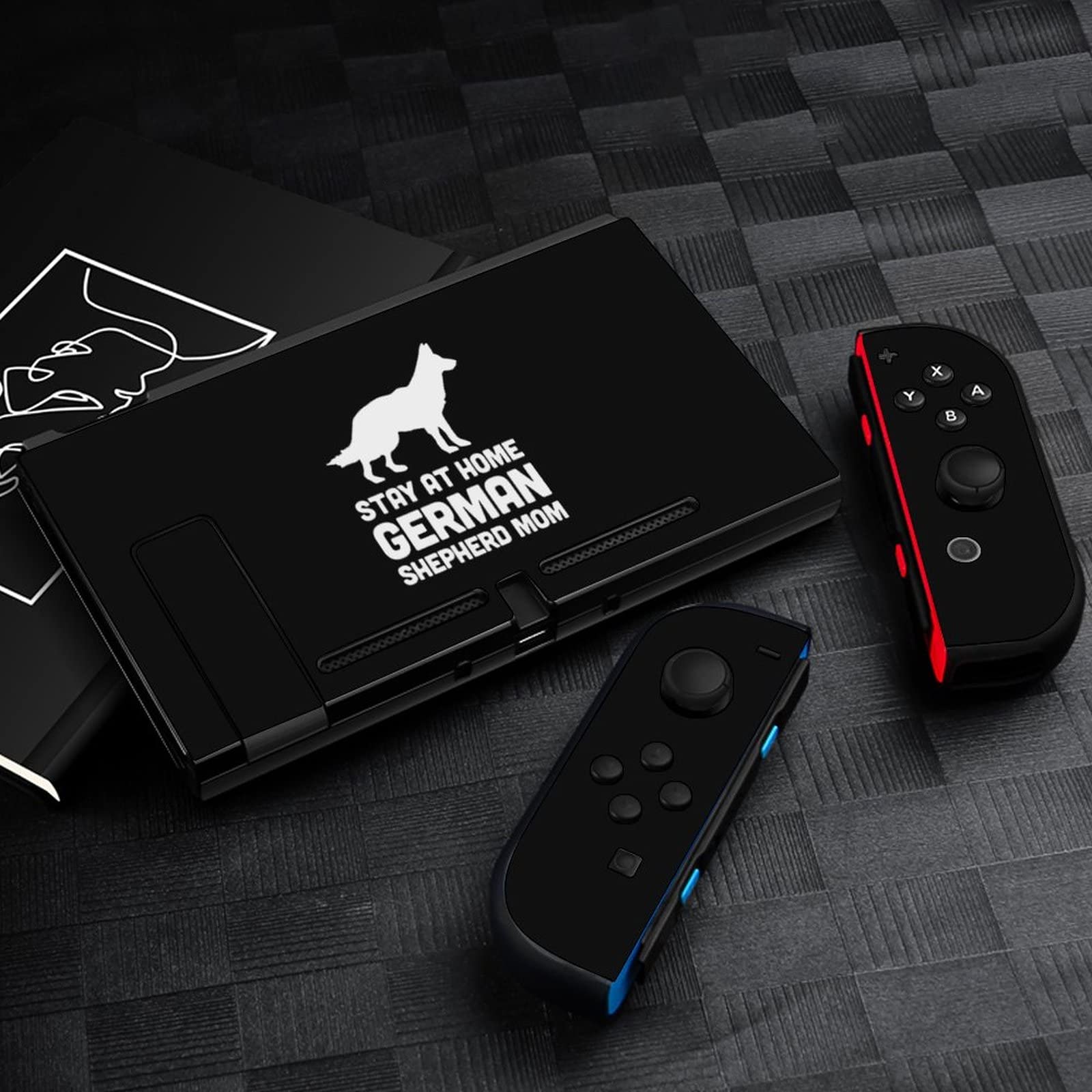 Stay at Home German Shepherd Mom Skin Protective Film Sticker Game Protector Full Wrap Compatible for Nintendo Switch for Switch