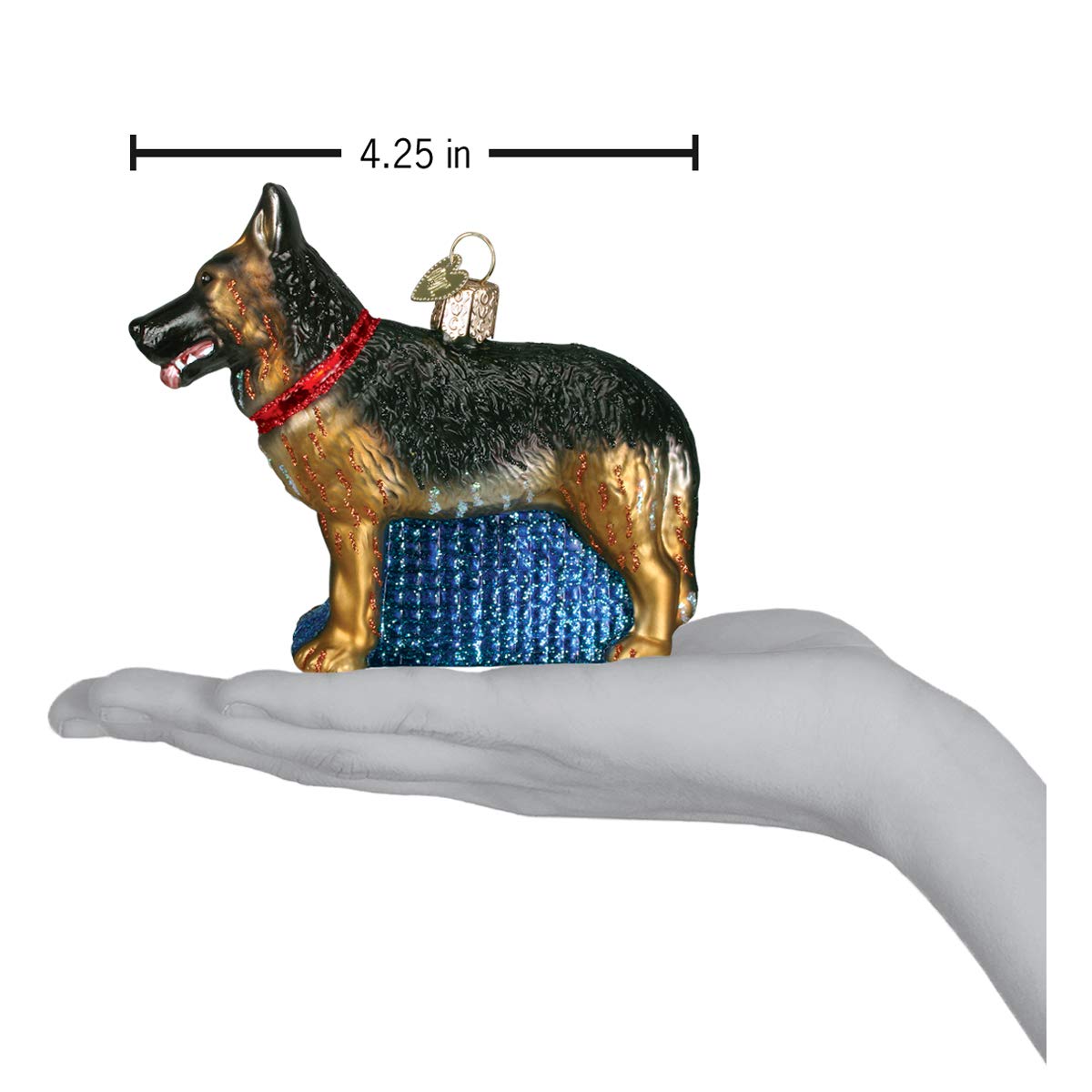 Old World Christmas Dog Collection Glass Blown Ornaments for Christmas Tree, German Shepherd