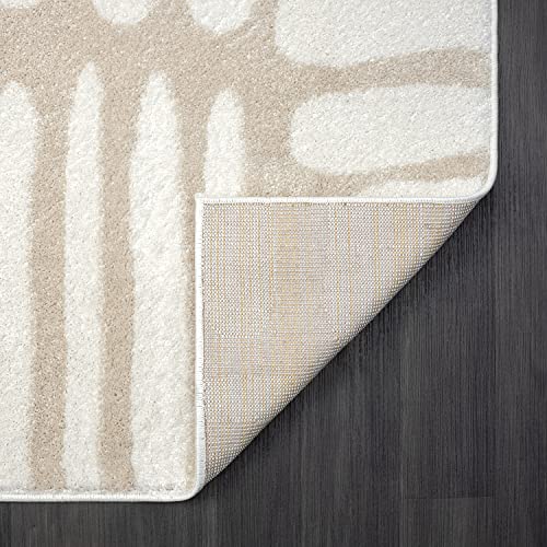 Abani Nuevo Collection Area Rug - Neutral Beige/Cream Abstract Design - 6'x9' - Easy to Clean - Durable for Kids & Pets - Non-Shedding - Medium Pile - Soft Feel - for Living Room, Bedroom & Office