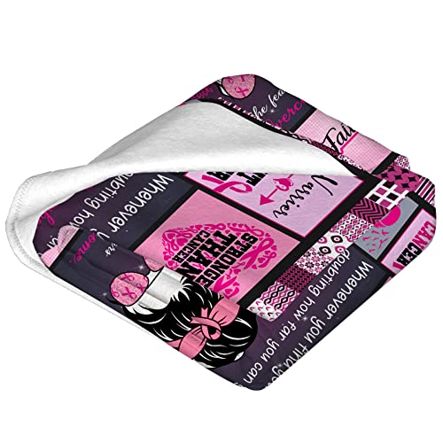 Pesine Cancer Awareness Blanket for Women Healing Survivor Gifts Get Well Throw Blankets Flannel 50X60in Multicolor