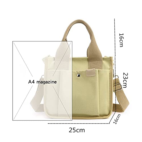Large Capacity Multi-Pocket Handbag Japanese Handmade Tote Bag with Zipper Tote Purses Crossbody Bag Canvas Handbag for Women (Black)