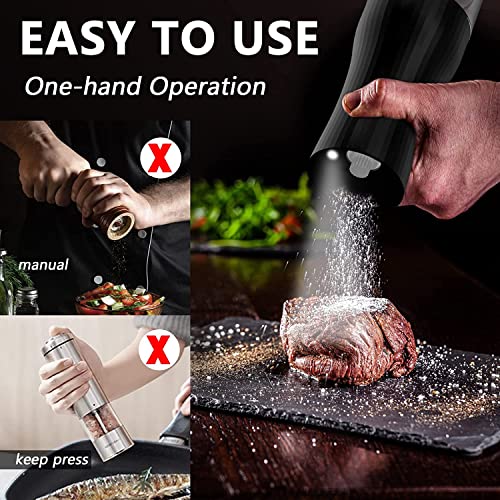 Electric Pepper And Salt Grinder,2pcs Packaged Rechargeable Grinder Set,Built-In Battery Large Storage And Grinding space,Auto Operation with Adjustable Coarseness Grinder(2in1).