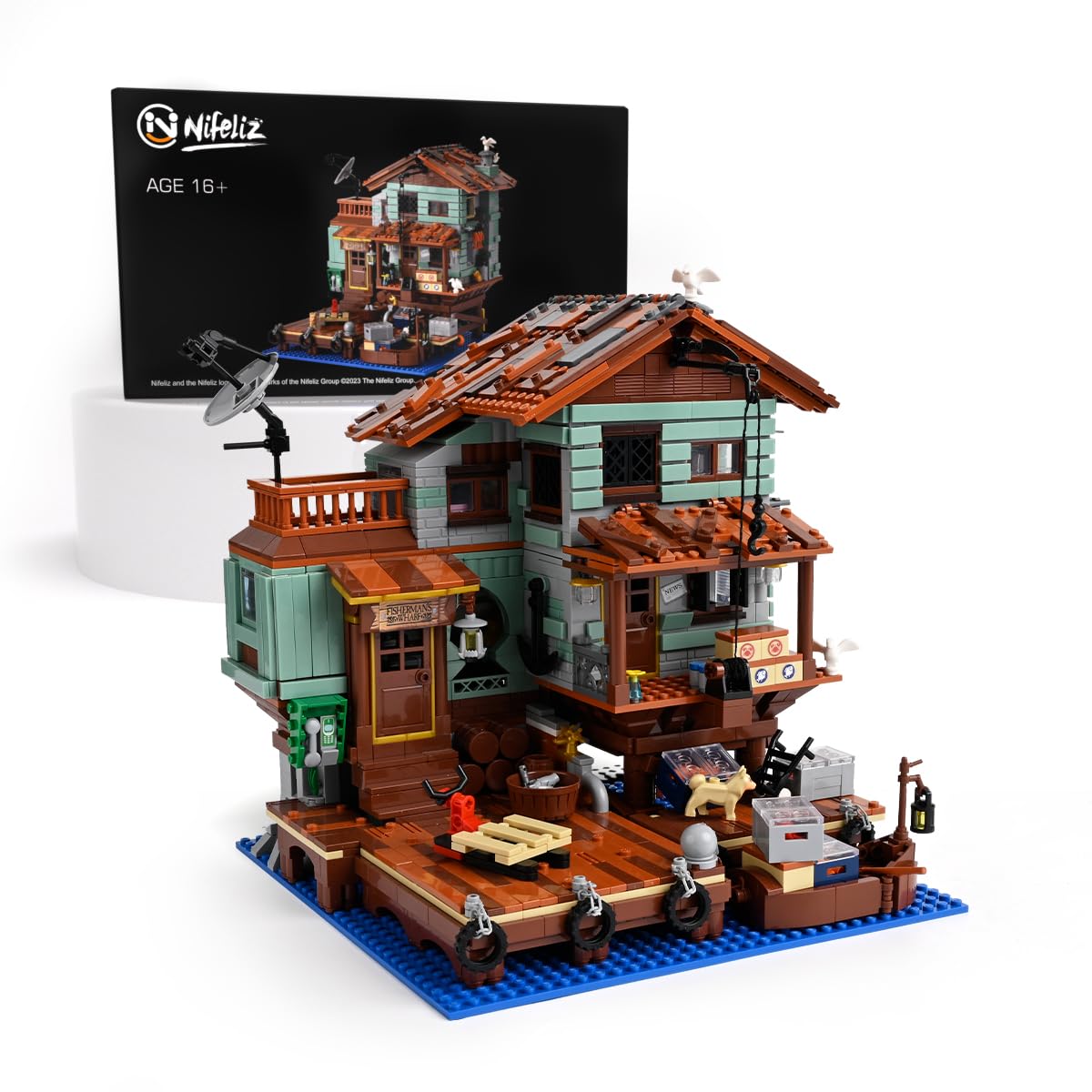Nifeliz Fisherman's Wharf, Iconic Fisherman's Wharf Building Model Toy, Multi-Storey Wood Frame House Display Set for Adult Gift Giving (2,100 Mini Pieces)