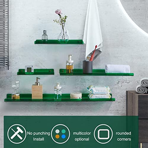 4 Pack Acrylic Floating Shelves, Wall Mounted Invisible Bathroom Shower Shel, for Home, Bedroom, Bathroom, Kitchen Storage(4Pcs, Brown)