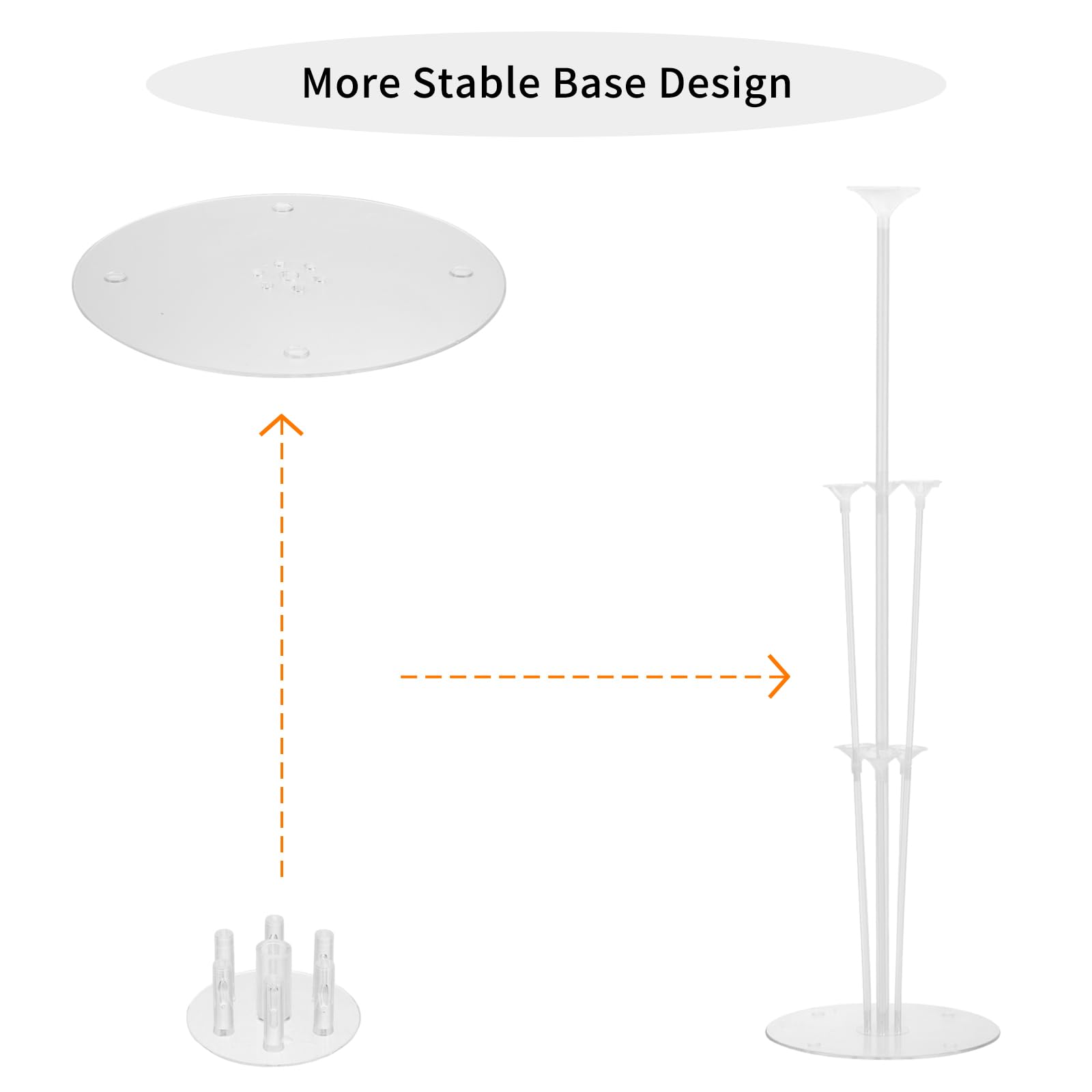 RUBFAC 7 Sets Balloon Stand Kits, Clear Balloon Holder for Table Including Glue, Tie Tool, Flower Clips, Balloon Sticks with Base for Birthday Wedding Party Centerpiece Table Decorations