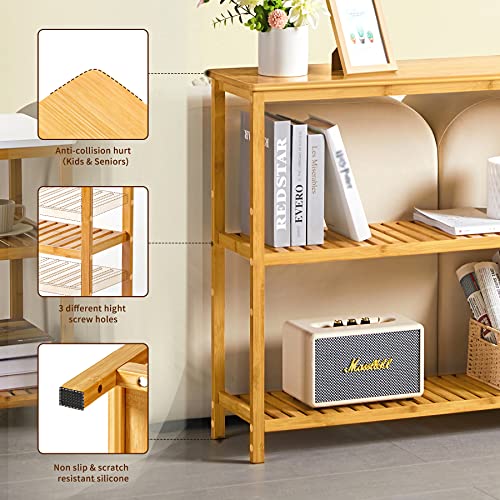 SINWANT Narrow Console Table,Bamboo Sofa Table with 2 Mesh Shelves,Entryway Table Foyer Table for Hallyway,Front Hall,Couch,Living Room,Kitchen etc. Long Console Tables for Entryway,39.4 inch