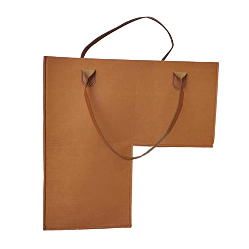 KLKCMS 2Pieces Stair Basket with Leather Handle for Carpeted Stairs, Staircase Basket for Wooden Stairs, Foldable Basket Organizer for Office, Brown and Beige