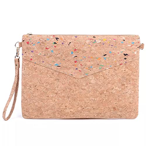 Cork Vegan Crossbody Clutch shoulder bag purse, Natural Look, 100% Cork, Sustainable, organic, Eco friendly gift (Beige/Multicolor)