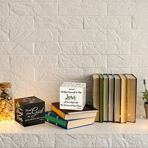 2 Pcs Bible Verse Mini Wood Signs Christian Decor Be Still and Know Religious Sign Wooden Scripture Desk Decor Rustic Bible Verse Blocks Home Scripture Word Plaque, 3.35 Inch (Vivid Style)