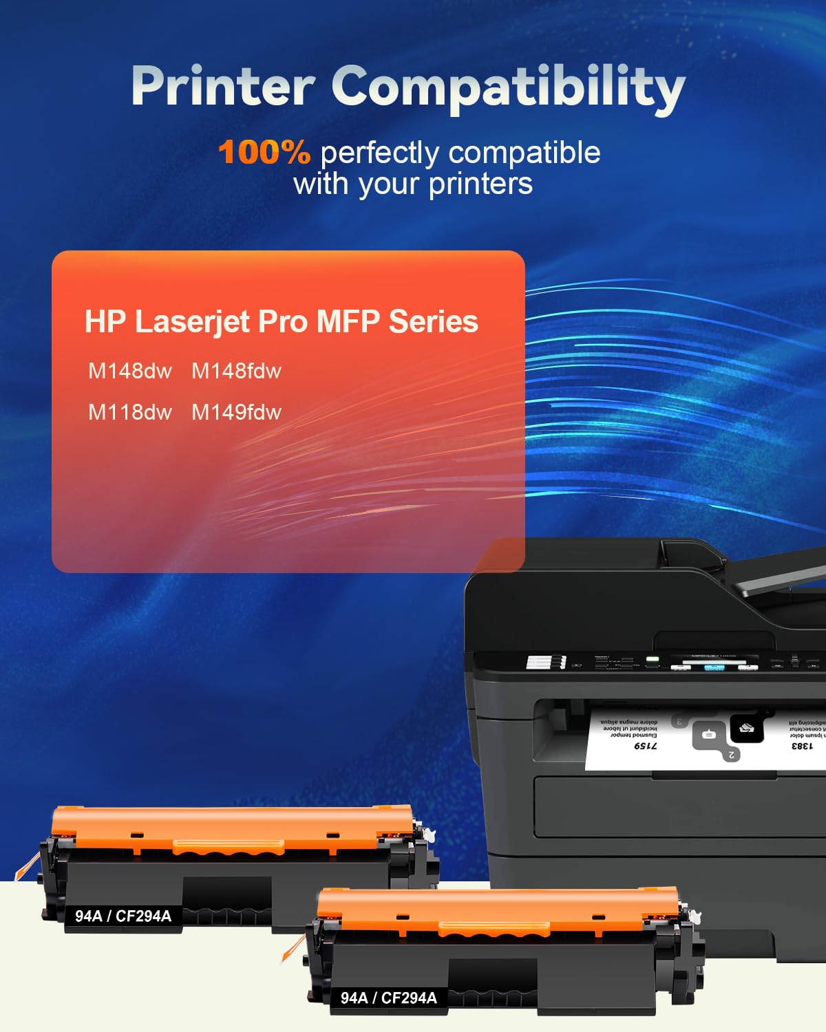 Compatible CF294A 94A Toner Cartridge Replacement for HP 94A CF294A 94X CF294X Work with Laserjet Pro M118dw, Laserjet Pro MFP M148fdw, M148dw, M118, M148, 118dw, 148dw 148fdw(Black, 2 Packs)