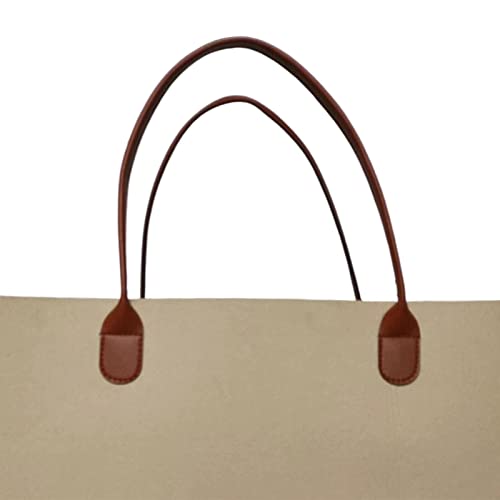 KLKCMS 2Pieces Stair Basket with Leather Handle for Carpeted Stairs, Staircase Basket for Wooden Stairs, Foldable Basket Organizer for Office, Brown and Beige