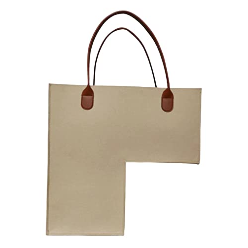 KLKCMS 2Pieces Stair Basket with Leather Handle for Carpeted Stairs, Staircase Basket for Wooden Stairs, Foldable Basket Organizer for Office, Brown and Beige