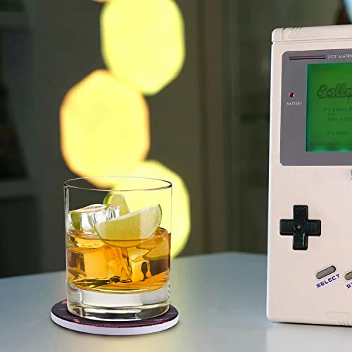 Pounchi Retro Video Game Coaster (4 Pack ) Game Lovers Absorbent Coasters Retro Drink Coasters for Game Lovers with Cork Base Bar Coasters Round Stone Coasters Car Coasters Set for Teens
