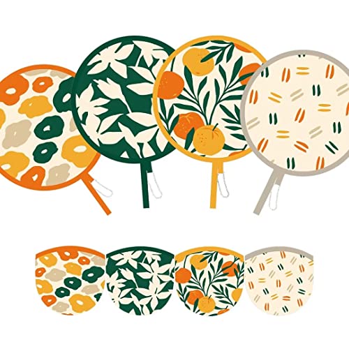 SUJJY 4 PCS 4 Abstract Styles Handheld Compact Cooling Fans Foldable Multi-Role Round Fans for Outdoor Games, Party Decoration(Summer)