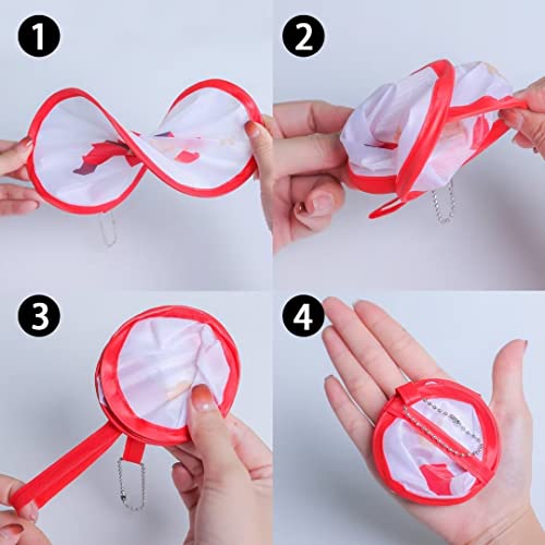 SUJJY 4 PCS 4 Abstract Styles Handheld Compact Cooling Fans Foldable Multi-Role Round Fans for Outdoor Games, Party Decoration(Summer)