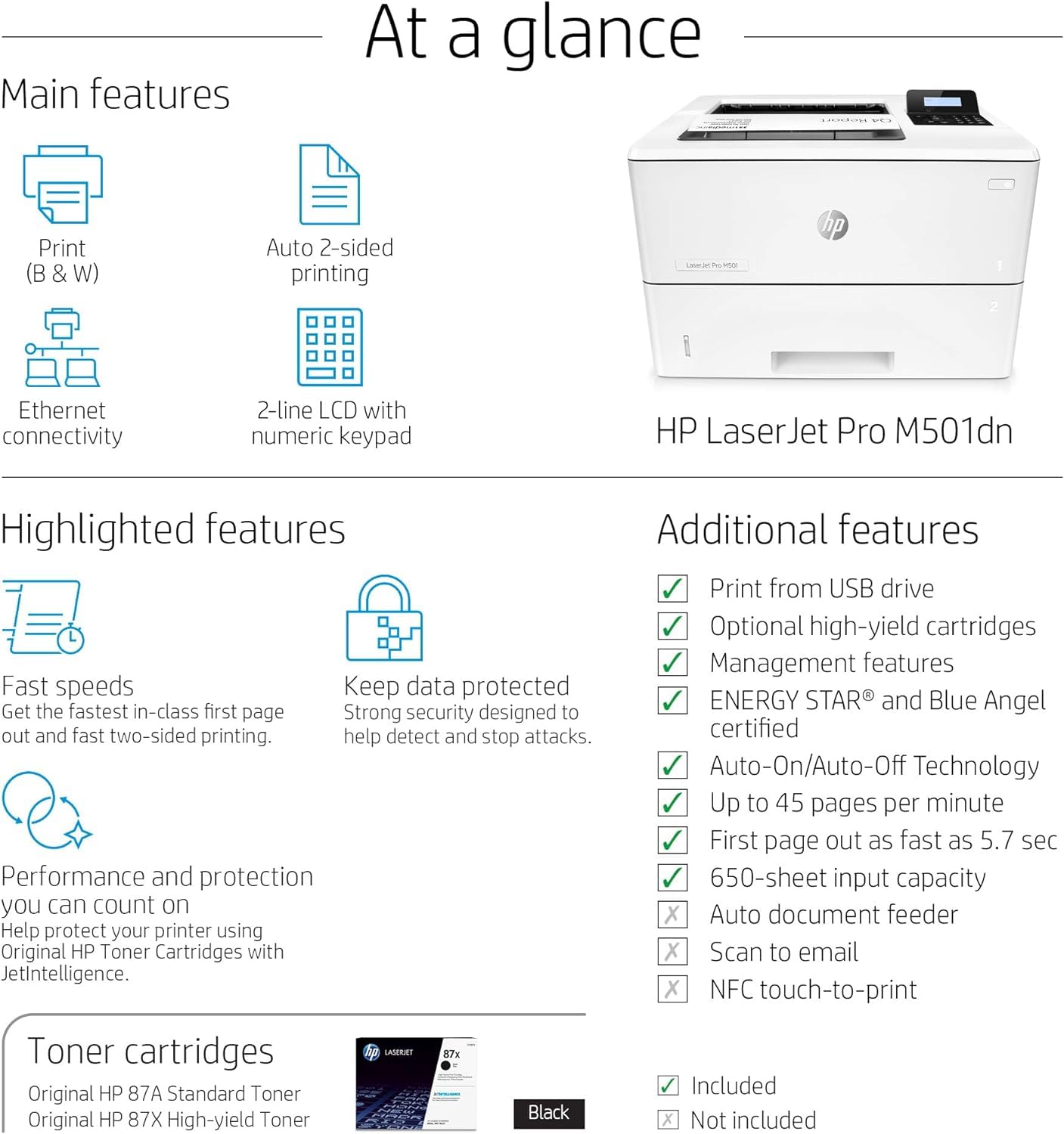 HP LaserJet Pro M501dn Printer(Certified Refurbished)