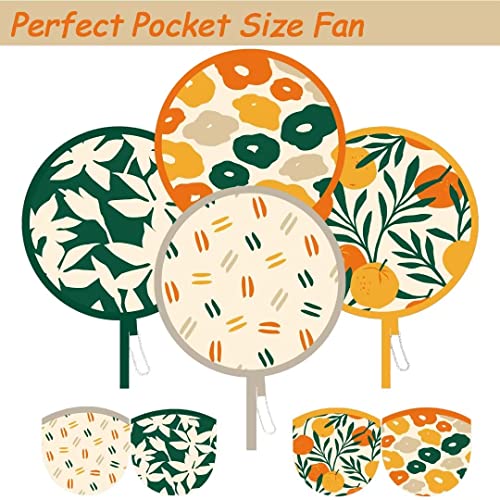 SUJJY 4 PCS 4 Abstract Styles Handheld Compact Cooling Fans Foldable Multi-Role Round Fans for Outdoor Games, Party Decoration(Summer)