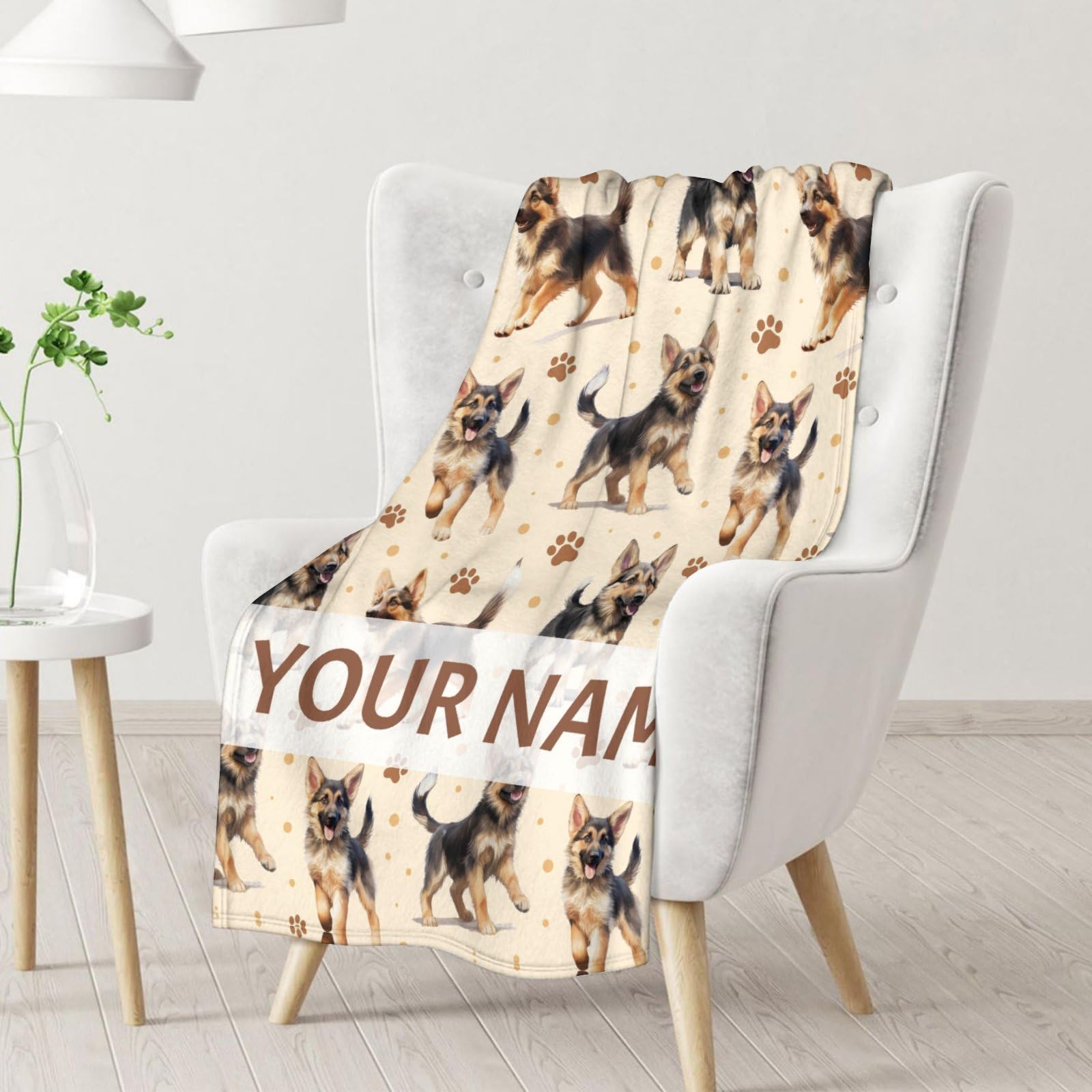 Personalized German Shepherd Blanket for Kids - 30x40 Inches Lap Size - Soft Fuzzy Cozy Blankets Gift - Orange Cute Throw Blanket for Couch, Living Room & Office