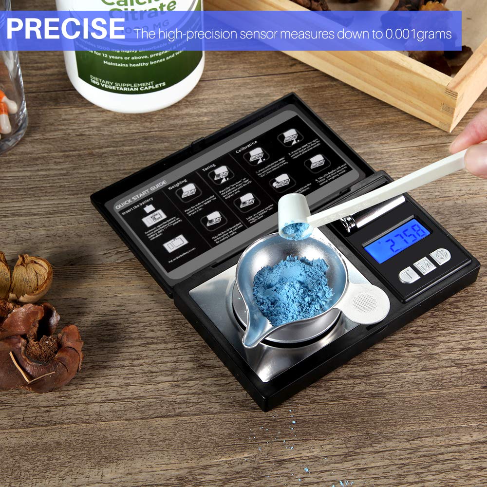 THINKSCALE Milligram Scale, 50g/0.001g Digital Jewelry Scale, Micro Gram Scale for Powder, Medicine, Gold, Gem, Reloading, mg Scale 6 Units, Tare, Cal Weight Included