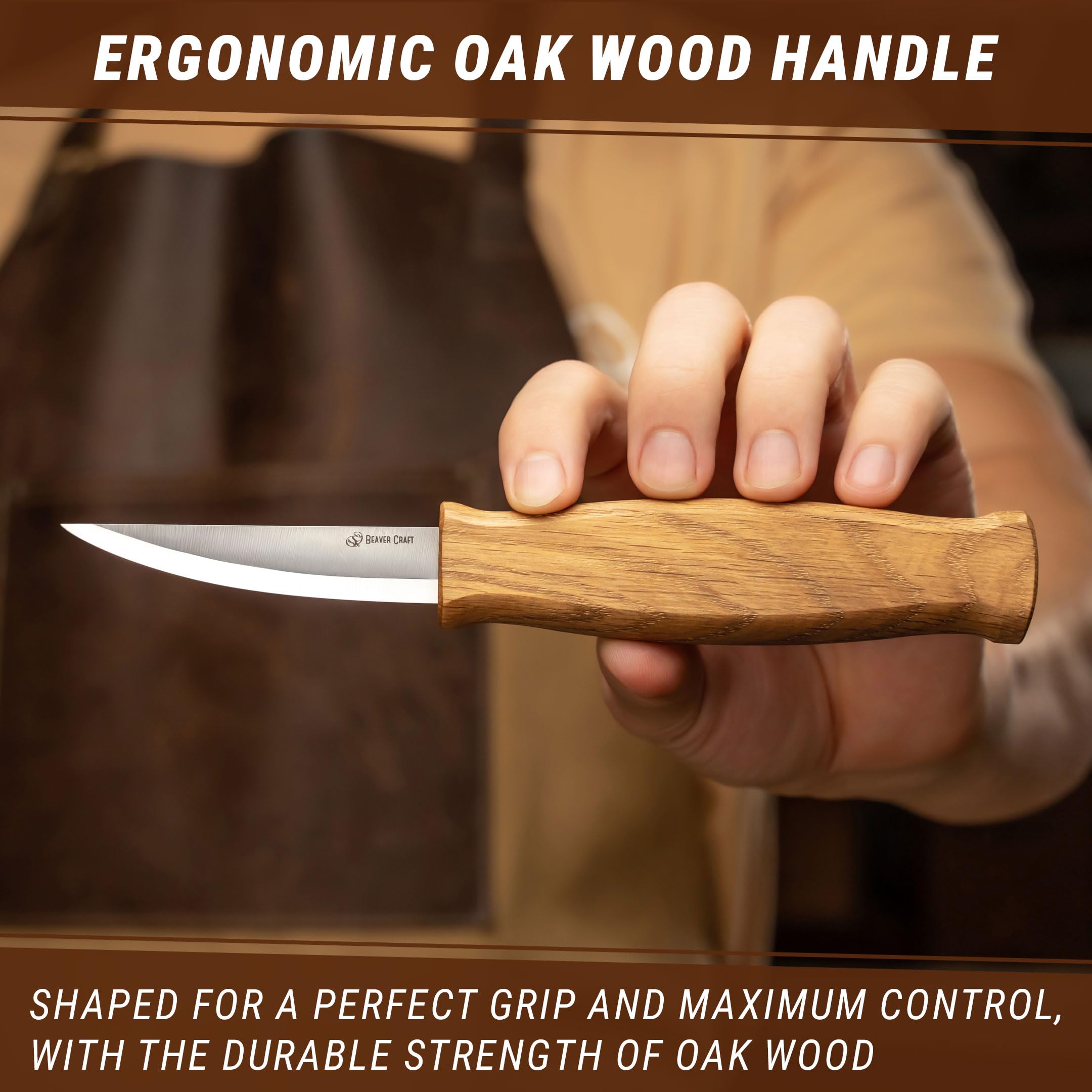 BeaverCraft Sloyd Knife C4s 3.14" Wood Carving Sloyd Knife with Leather Sheath for Whittling and Roughing for Beginners and Profi Durable High Carbon Steel - Spoon Carving Tools Thin Wood Working