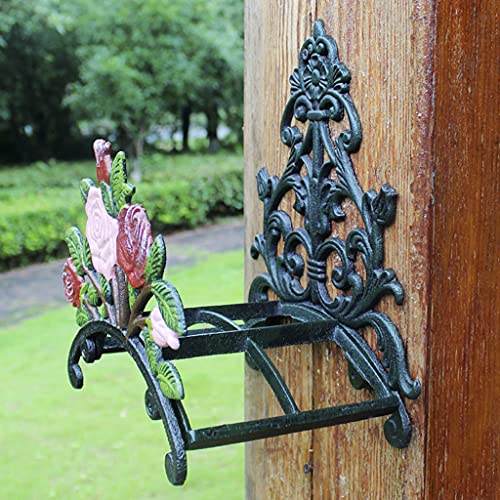 Heavy Duty Garden Hose Holder Water Hose Holder Wall Mount Garden Butler Hose Hanger Wrought Iron Craft Graceful Pattern Decorative Garden (B)