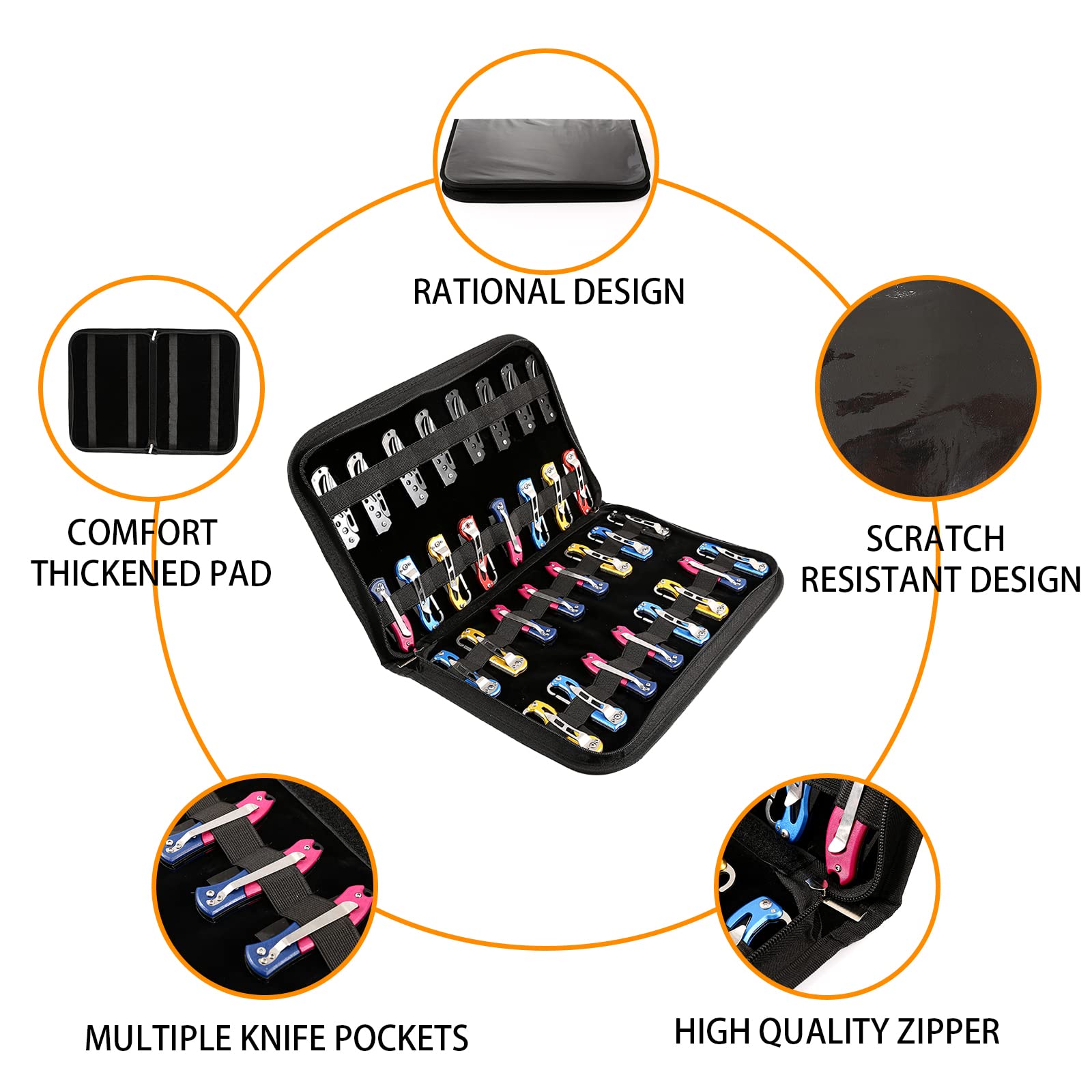 Knife Case,Knife Display Case,Knife Storage,40 Slots Butterfly Knife Display Case,Knife Organizer Folding Knife Holder,Knives Roll Collection Carrier Bag For Survival Tactical Outdoor EDC Mini Knife